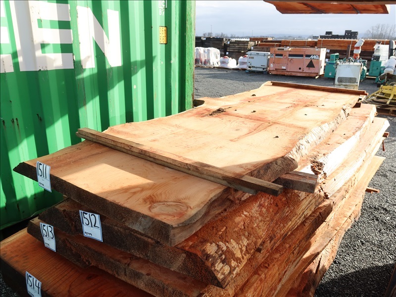 2" X 122" 4-YEAR AIR DRY LIVE EDGE CEDAR SLAB (LARGE END 42", SMALL END ...