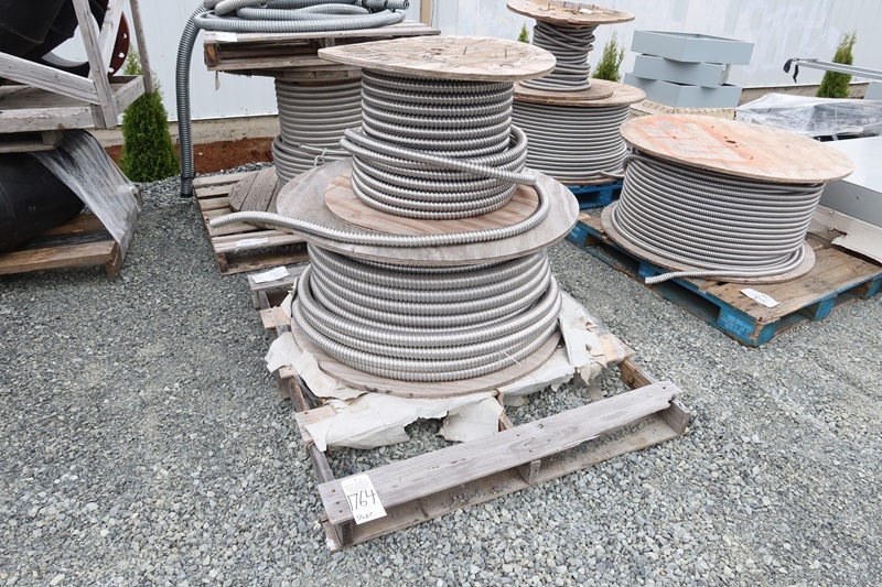 LOT, (1) 1-1/4" & (1) 2" FLEXIBLE METAL CONDUIT PARTIAL SPOOLS ON THIS ...