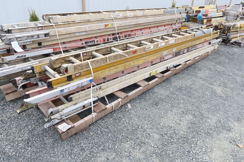 LOT, (3) 28' FIBERGLASS EXTENSION LADDERS ON THIS PALLET (MUST TAKE PALLET) | MARYSVILLE TOOLS ...