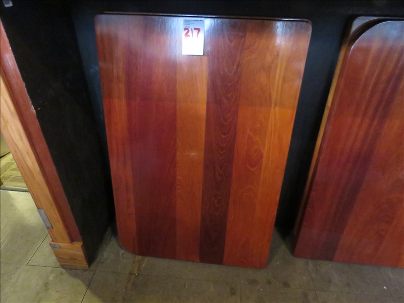 LOT, (2) 28" X 36" HARDWOOD SINGLE PEDESTAL DINING TABLES (UNASSEMBLED ...