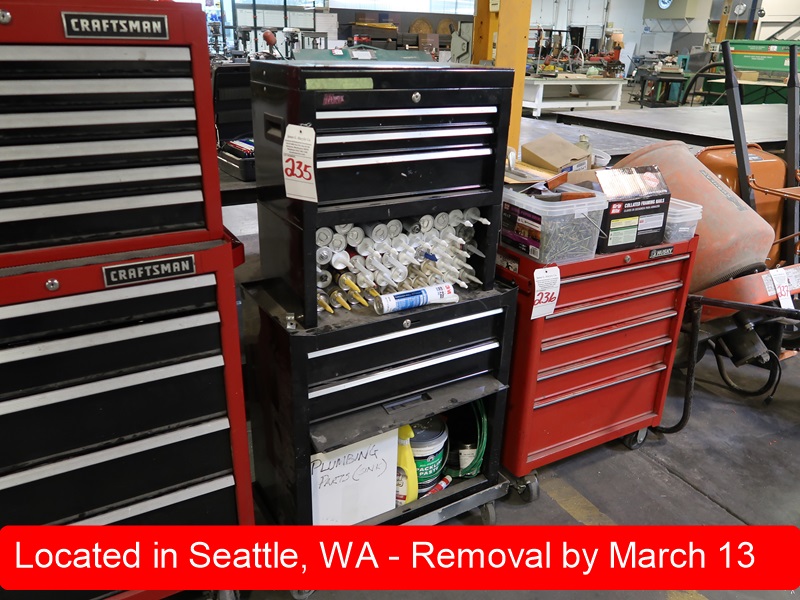 LOT, TOP & BOTTOM TOOLBOX W/CONTENTS | TRADE-MARX SIGN - LIVE AUCTION | James G. Murphy Co.