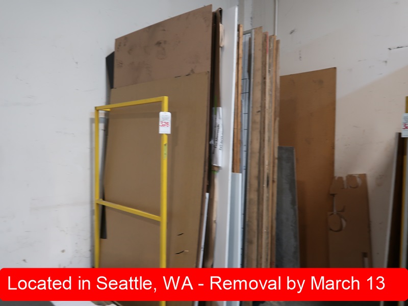 LOT, MISC SHEET GOODS W/RACK | TRADE-MARX SIGN - LIVE AUCTION | James G. Murphy Co.