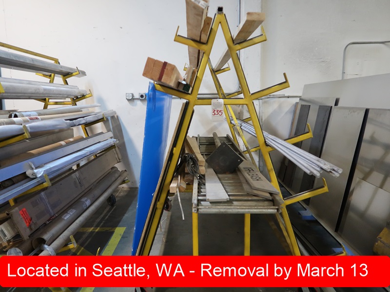 LOT, MISC ALUMINUM AND/OR SUPPLIES W/RACK | TRADE-MARX SIGN - LIVE AUCTION | James G. Murphy Co.