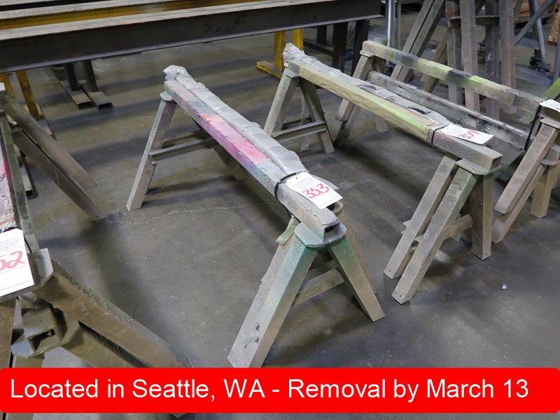 SET OF METAL SAWHORSES | TRADE-MARX SIGN - LIVE AUCTION | James G. Murphy Co.